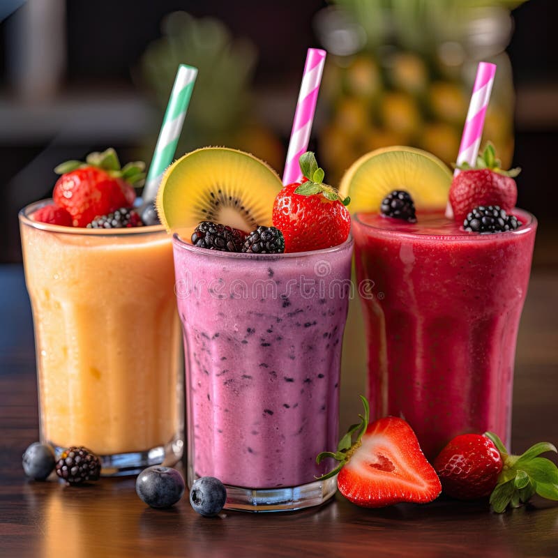 Colorful Healthy Fruit Smoothies at Home Stock Illustration ...