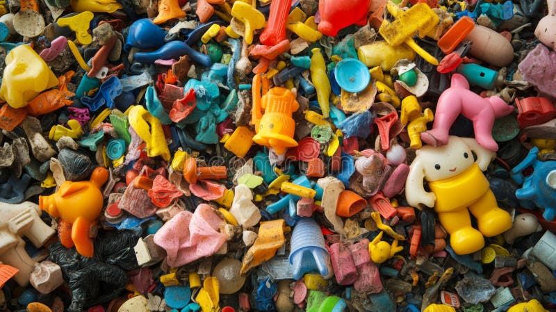 Discarded Plastic Waste, Food Wrappers, Trash Pile on Black Surface ...