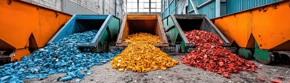 Colorful Heaps of Recycled Material in a Waste Management Facility ...