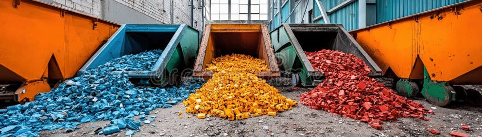 Colorful Heaps of Recycled Material in a Waste Management Facility ...