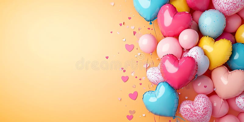 Colorful Heart Balloons Float Joyfully Celebrating Festive Events Stock ...