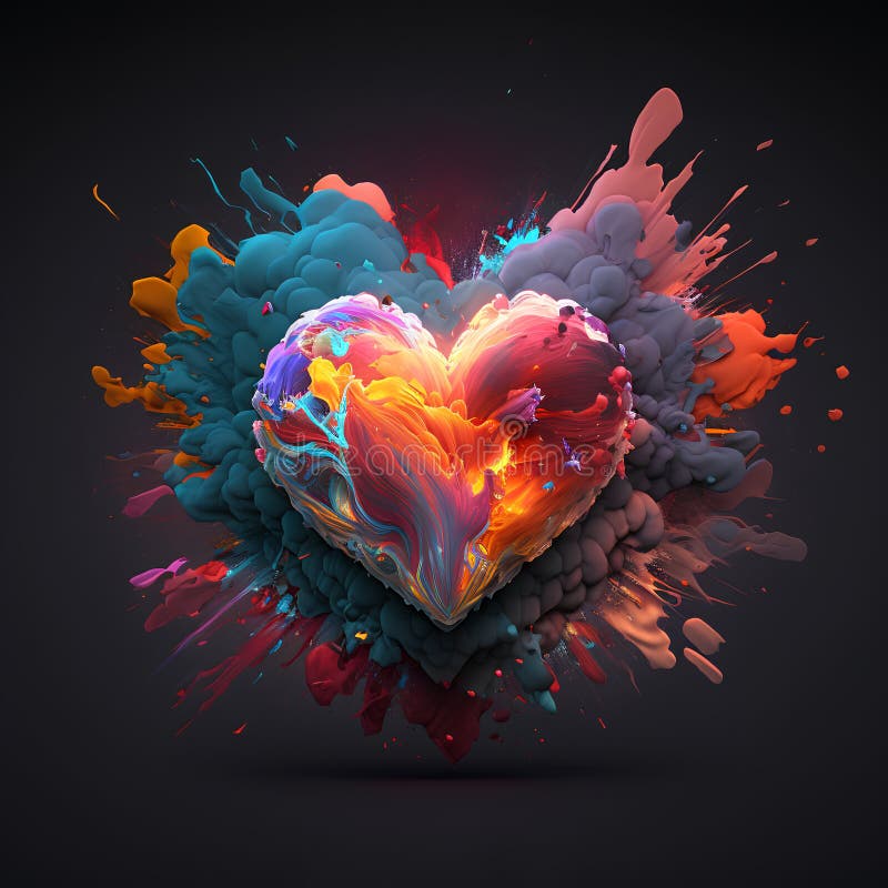 Colorful Heart on Black Background. 3d Rendering, 3d Illustration Stock ...