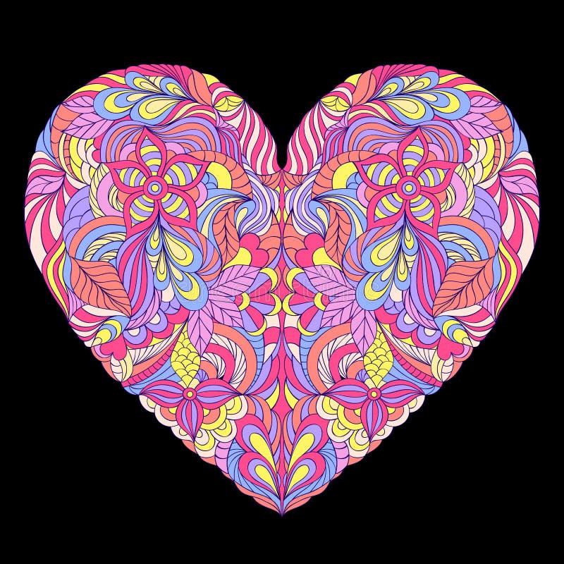 Colorful Heart on Black Background Stock Vector - Illustration of ...