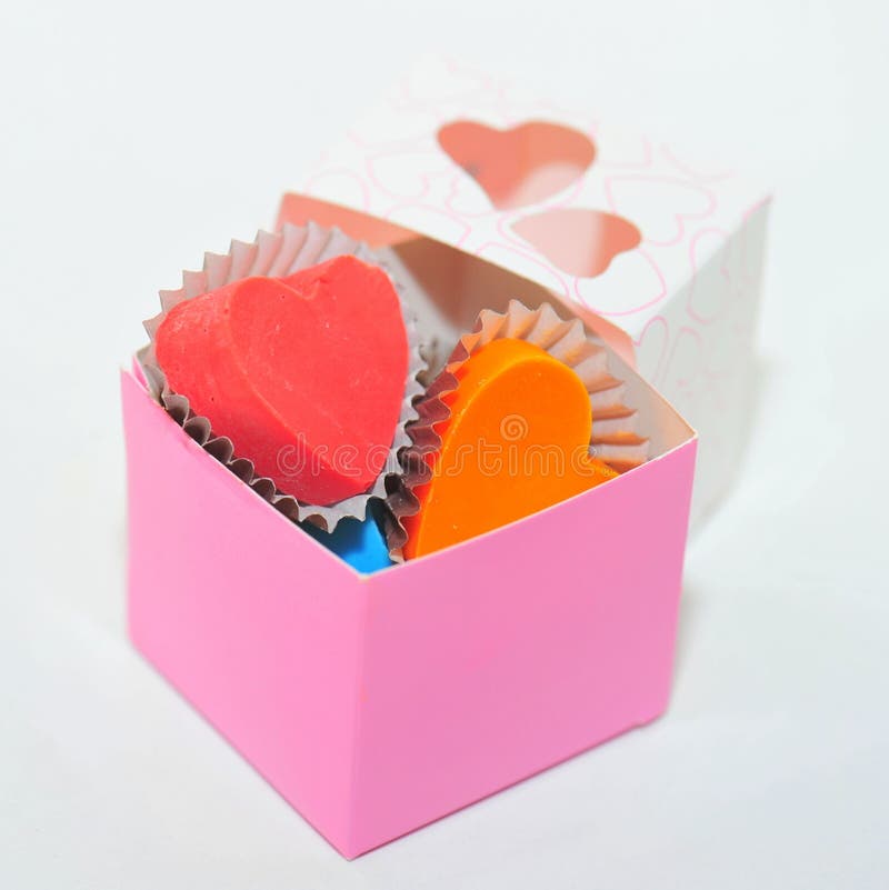 Colorful Heart Chocolates Box Stock Photo - Image of chocolate, candy ...