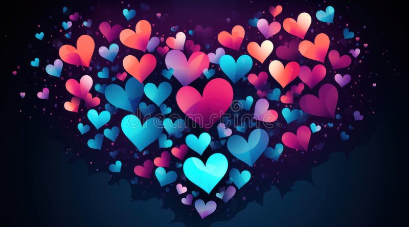 Colorful Heart with Different Colored Hearts in an Animation Heart ...