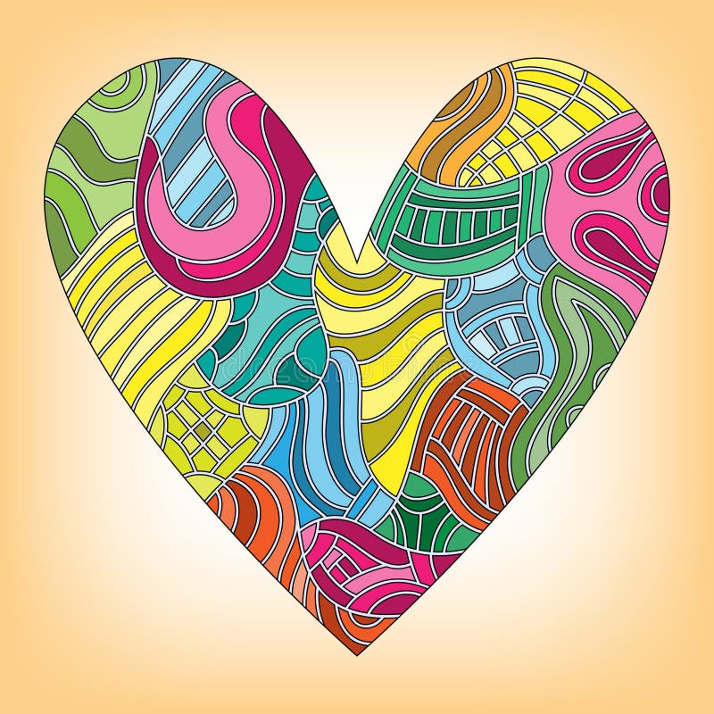Colorful Heart with Different Pattern Stock Illustration - Illustration ...