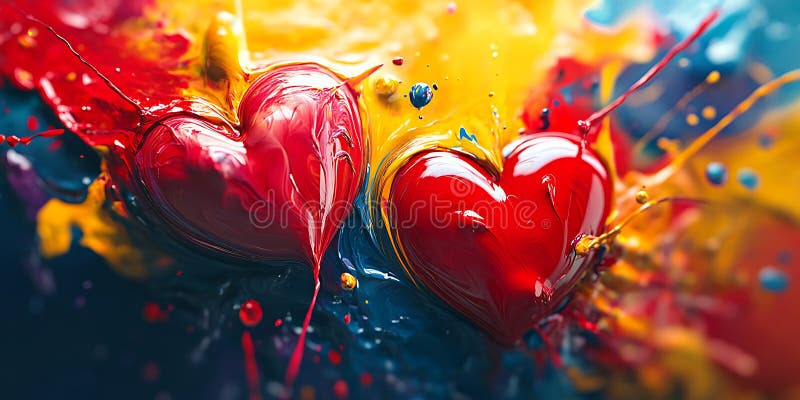 Colorful Heart Explosion Abstract Paint Splash Background Stock ...