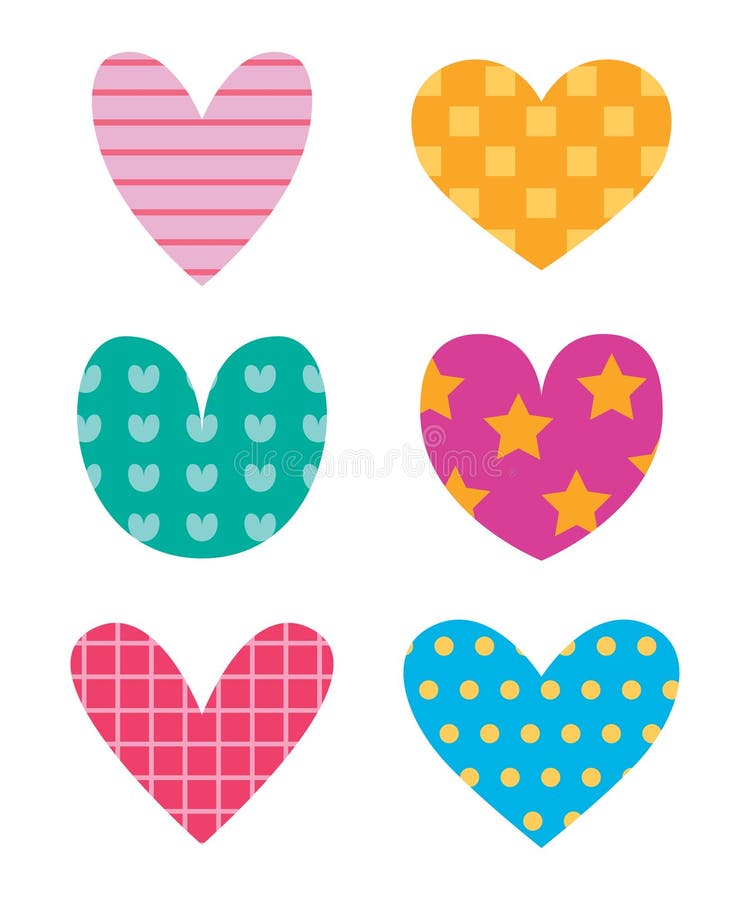 Colorful Heart Graphic with Various Pattern for Sticker, Valentine and ...