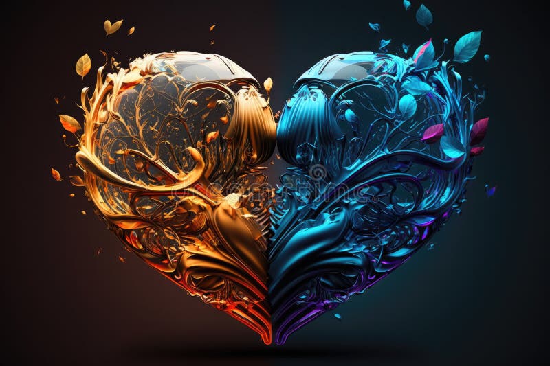 Colorful Heart Icon Black Background. Generative AI Stock Illustration ...