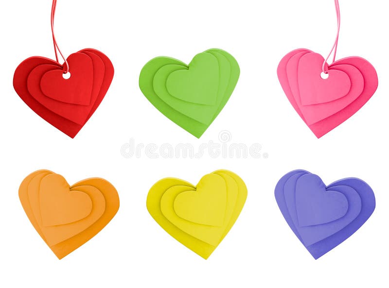 Colorful heart labels stock photo. Image of pendant, romantic - 49175946