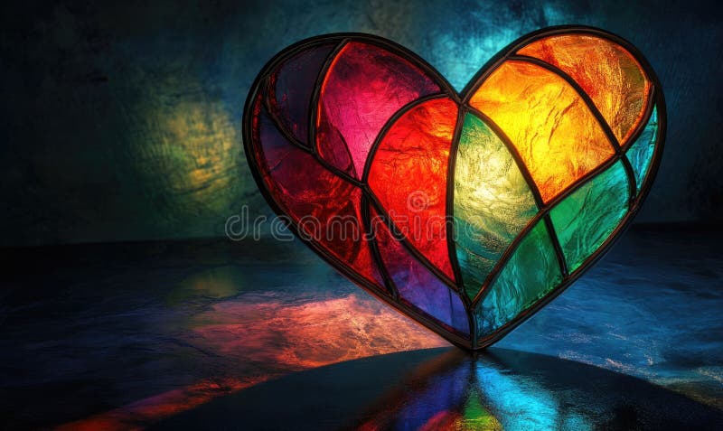 A Colorful Heart Made of Stained Glass Stock Illustration ...