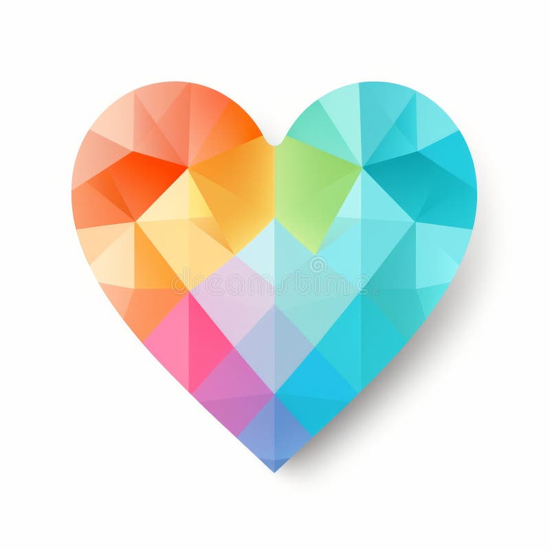 A Colorful Heart Made of Triangles on a White Background Stock ...