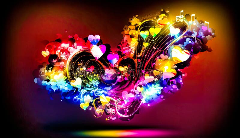 Colorful Heart with Music Notes and Hearts in the Middle of the Image ...