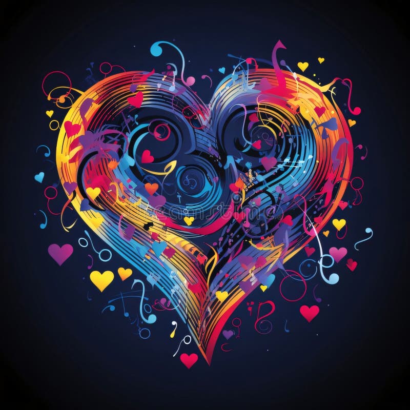 Colorful Heart, with Notes of Lines. Heart As a Symbol of Affection and ...