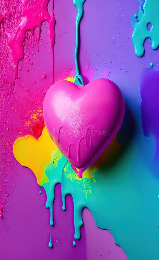 Colorful Heart with Paint Splatters Stock Illustration - Illustration ...