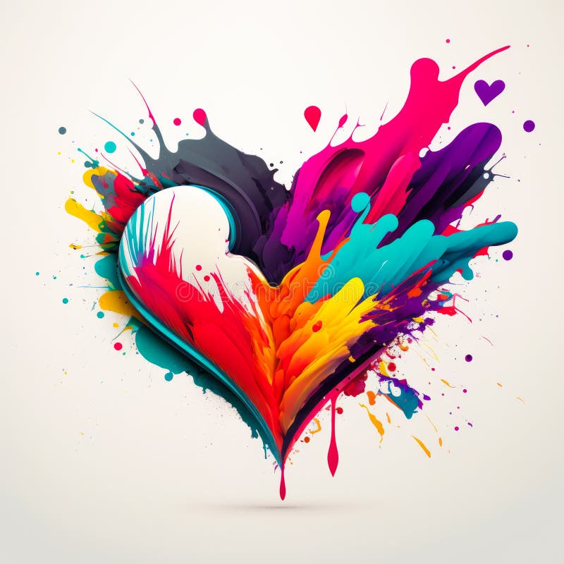 Colorful Heart with Paint Splatters on it. Generative AI Stock ...