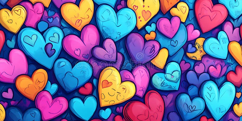 Colorful Heart Pattern Love Background Texture Stock Illustration ...