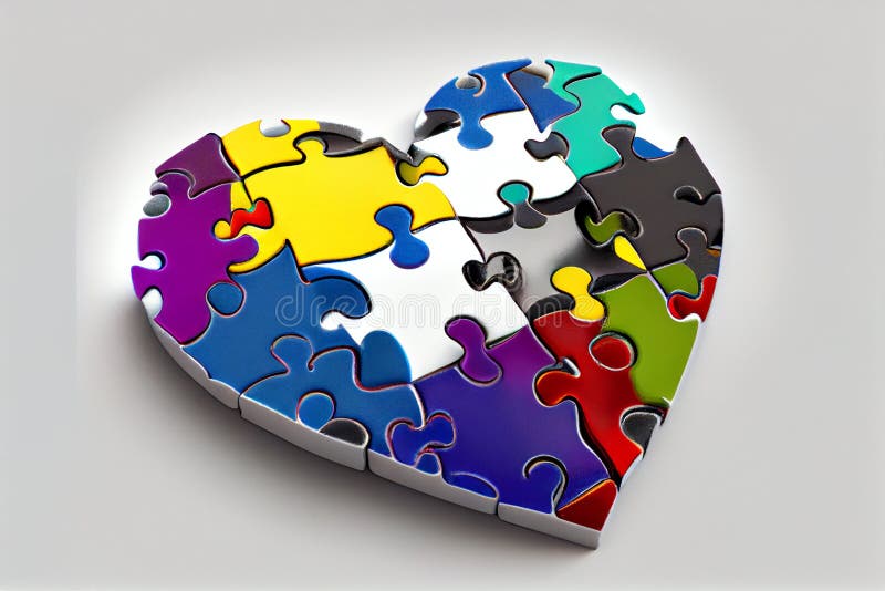 Colorful Heart Puzzle and Piece Isolated on White Stock Photo - Image ...
