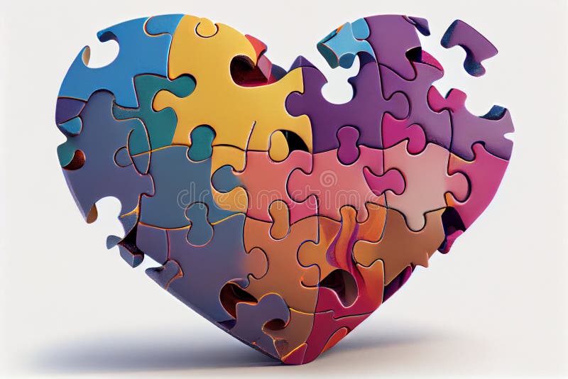 Colorful Heart Puzzle and Piece Isolated on White Stock Photo - Image ...