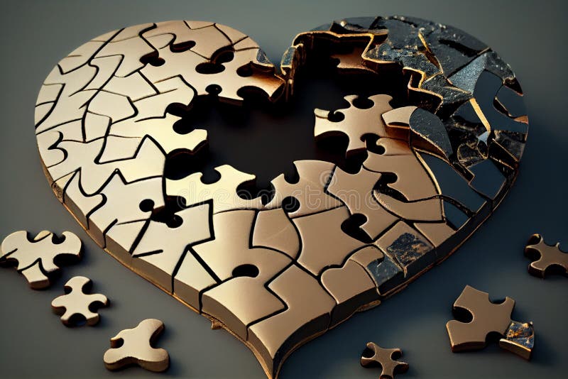 Colorful Heart Puzzle and Piece Isolated on White Stock Image - Image ...