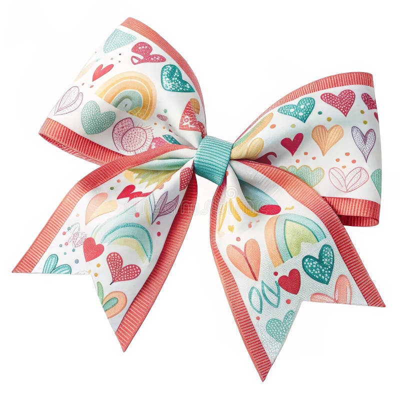 Colorful Heart Rainbow Bow, Isolated on White Background, Ribbon, Craft ...