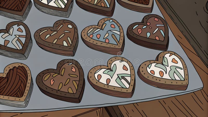 Colorful Heart Shaped Cookies with Icing and Sprinkles on a Baking Tray ...