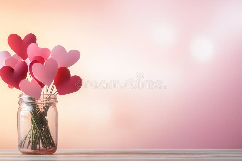 Colorful Heart Shaped Decorations in Jar Create Romantic Atmosphere ...