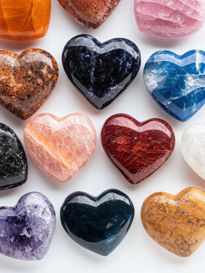 Colorful Heart-shaped Gemstones and Crystals Stock Illustration ...