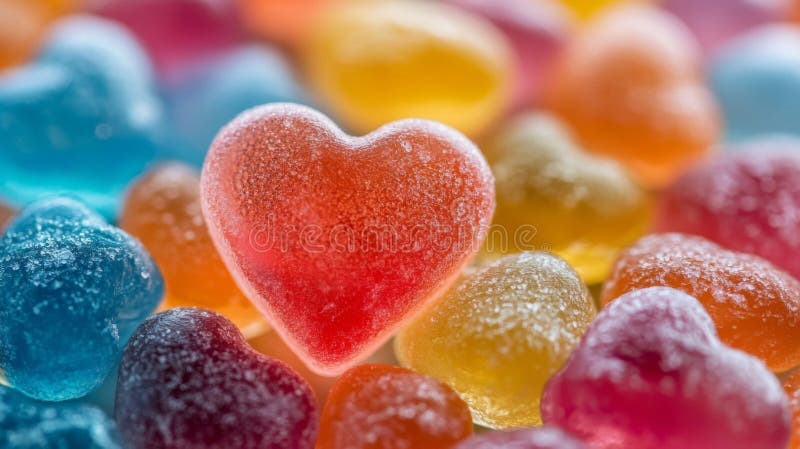 Colorful Heart Shaped Gummies Candy Close Up Stock Illustration ...