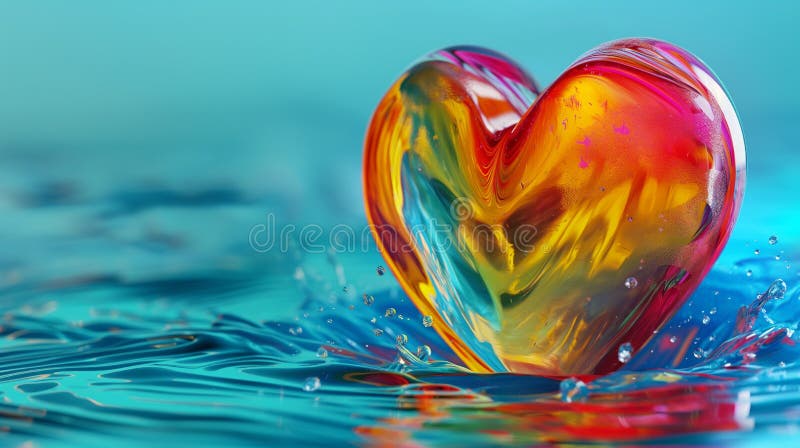 A Colorful Heart Shaped Object On A Blue Background Computer Graphics