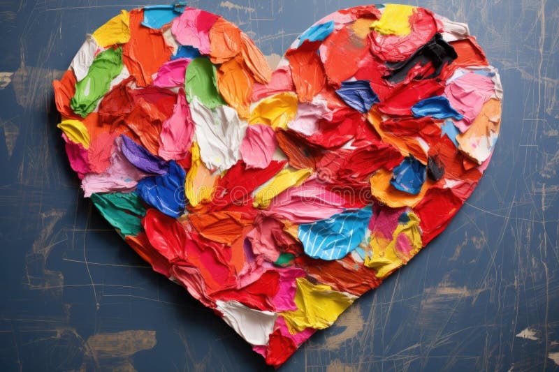 Colorful Heart-shaped Paper Mache Artwork Stock Image - Image of heart ...