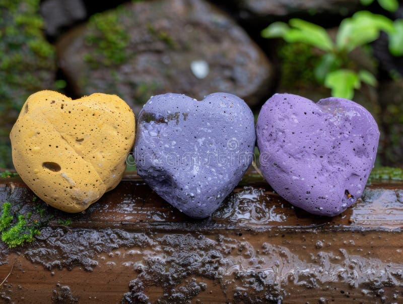 Colorful Heart-shaped Stones in Nature Stock Illustration ...