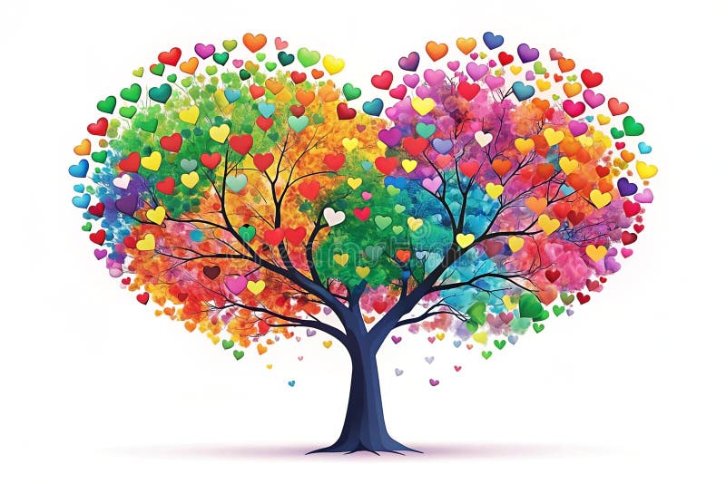 Colorful Heart-shaped Tree with Vibrant Leaves Stock Illustration ...