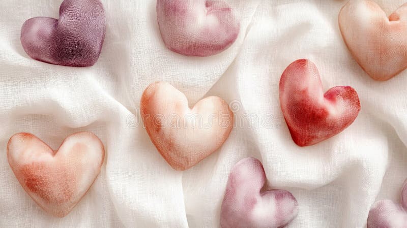 Colorful Heart Shapes on Soft White Fabric Stock Illustration ...