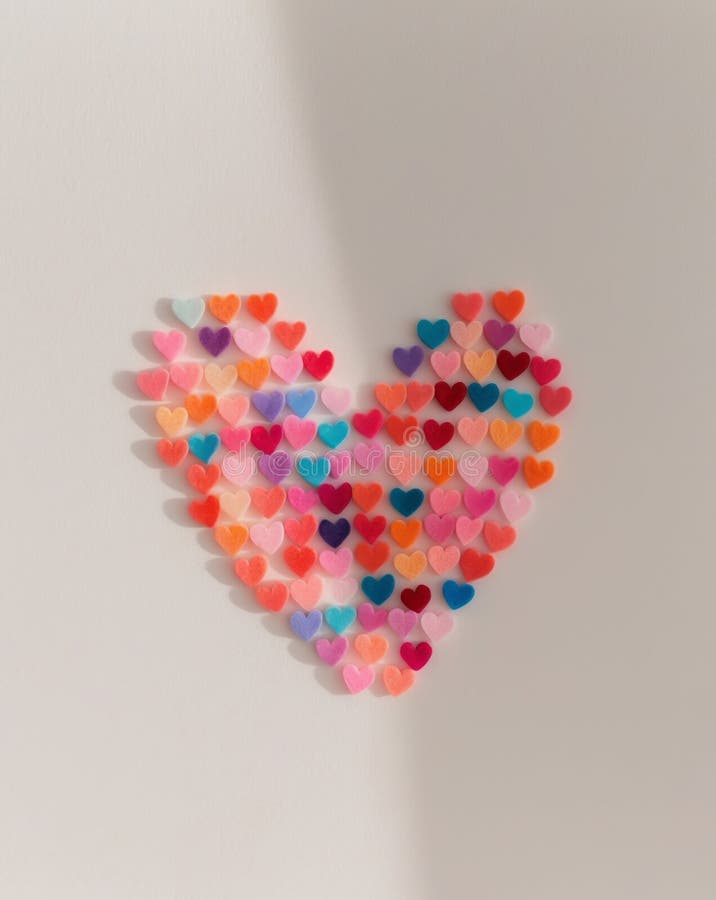 Colorful Heart Silhouette Made of Small Hearts. Stock Image - Image of ...