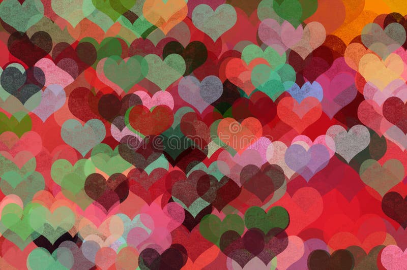 Colorful Hearts Abstract Illustration Stock Illustration - Illustration ...