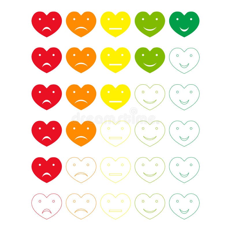 Emoji Rating System Vector Isolated. Smiley Face Icon Collection Stock ...