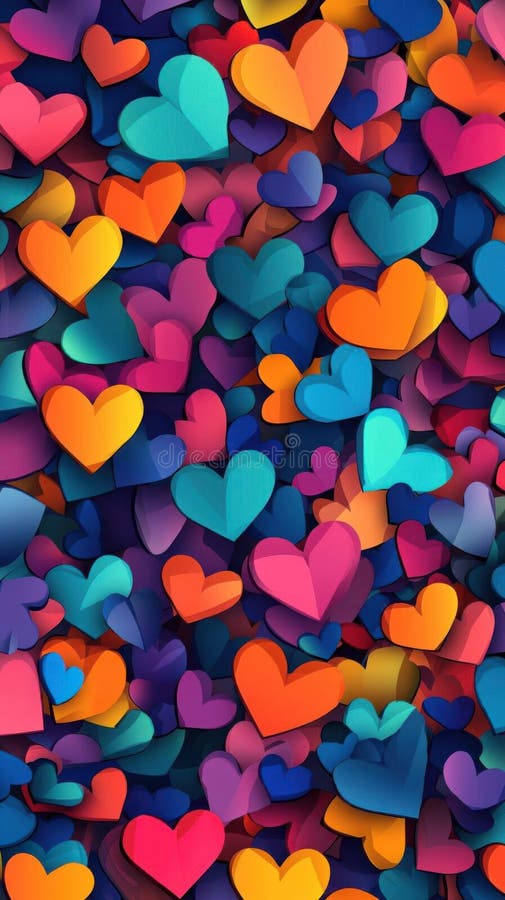 Colorful Hearts Fill the Frame, a Symbol of Love and Affection with ...