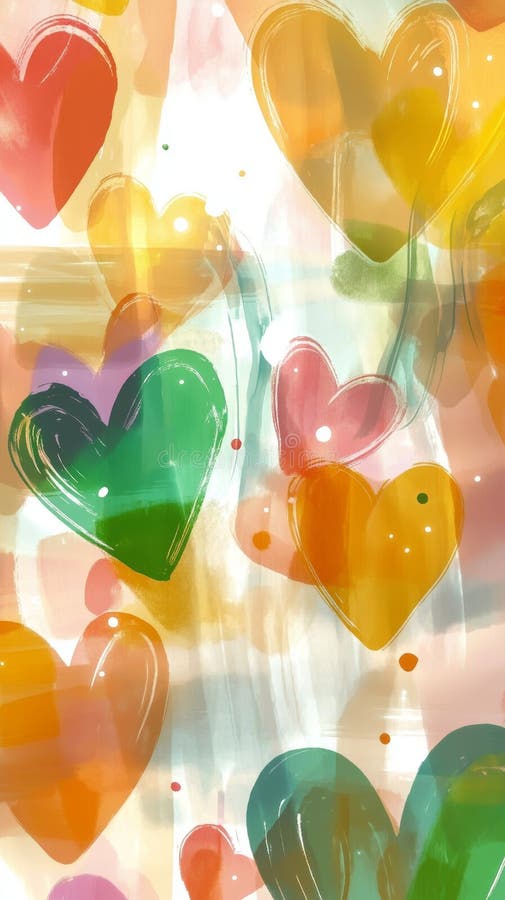 Colorful Hearts Floating on a Gentle Pastel Background with an Inviting ...