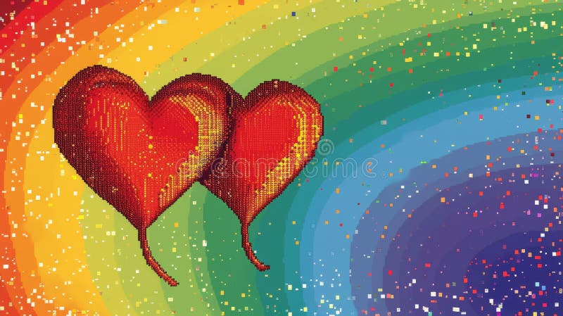 Colorful Hearts Floating on Rainbow Waves Stock Photo - Image of ...