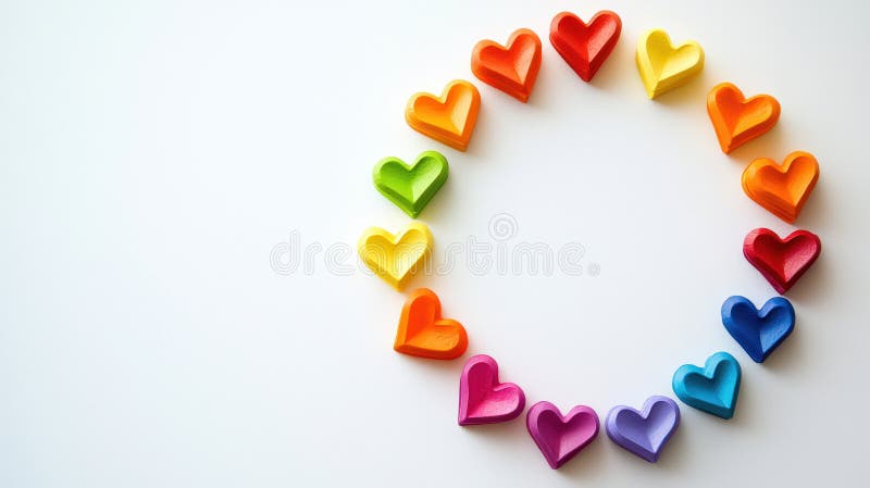 Colorful Hearts Forming Circle Symbolize Unity and Love, with Ample ...
