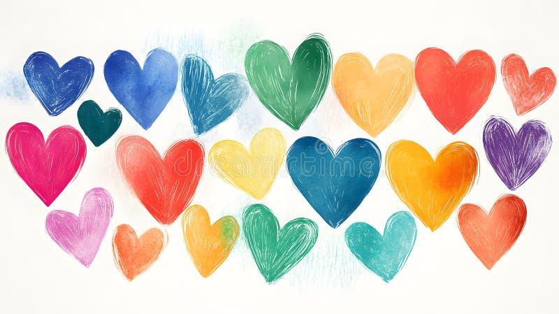 Colorful Hearts in Various Sizes Create Playful and Vibrant Arrangement ...