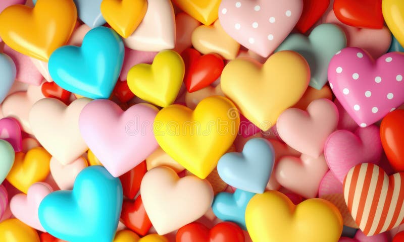 Colorful Hearts in Various Sizes and Patterns Create Vibrant and ...