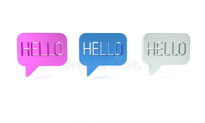Colorful Hello in Different Languages Icon Isolated on White Background ...