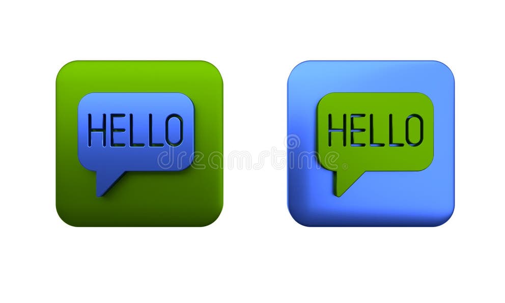 Colorful Hello in Different Languages Icon Isolated on White Background ...