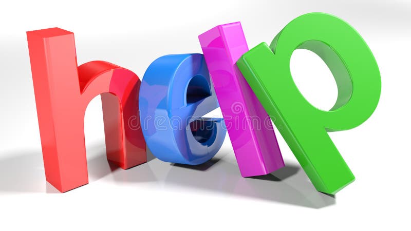 HELP White at a Blue Wall - 3D Rendering Stock Illustration ...