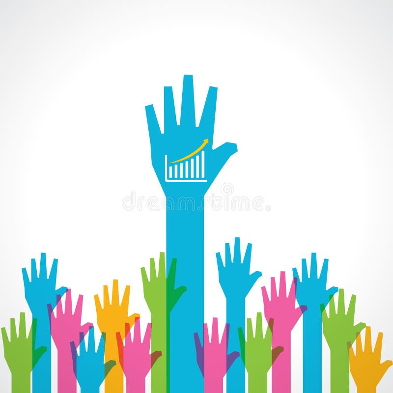 Colorful Helping Hand with Business Graph Stock Vector - Illustration ...