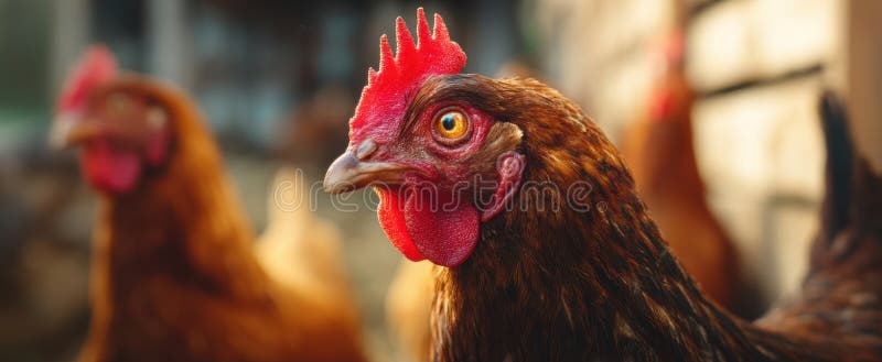 The Colorful Hen with Striking Features in a Lively Farm Setting..AI ...