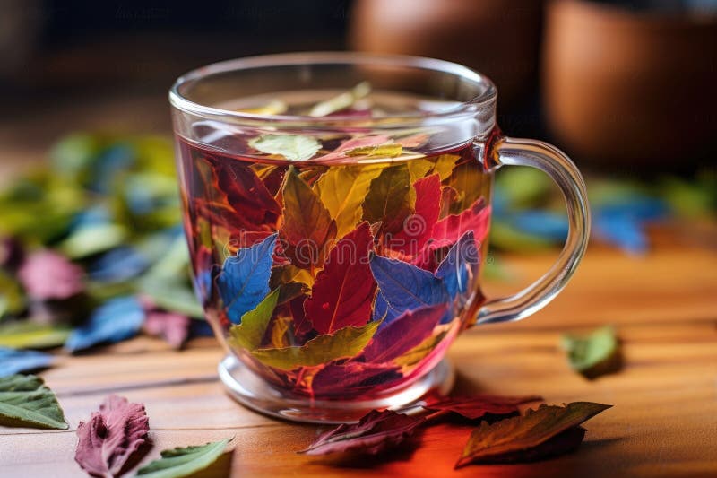 Colorful Herbal Tea Leaves Steeping in a Cup Stock Illustration ...