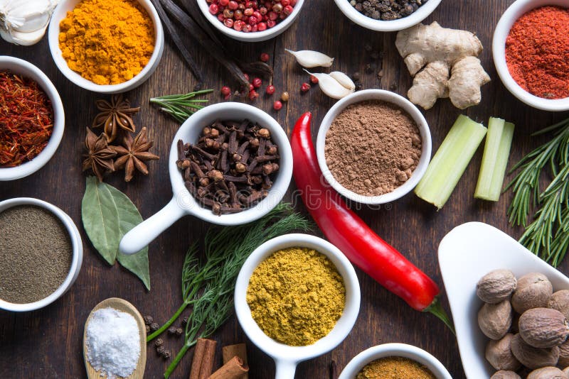 Colorful Herbs and Spices Selection. Stock Photo - Image of food, herbs ...